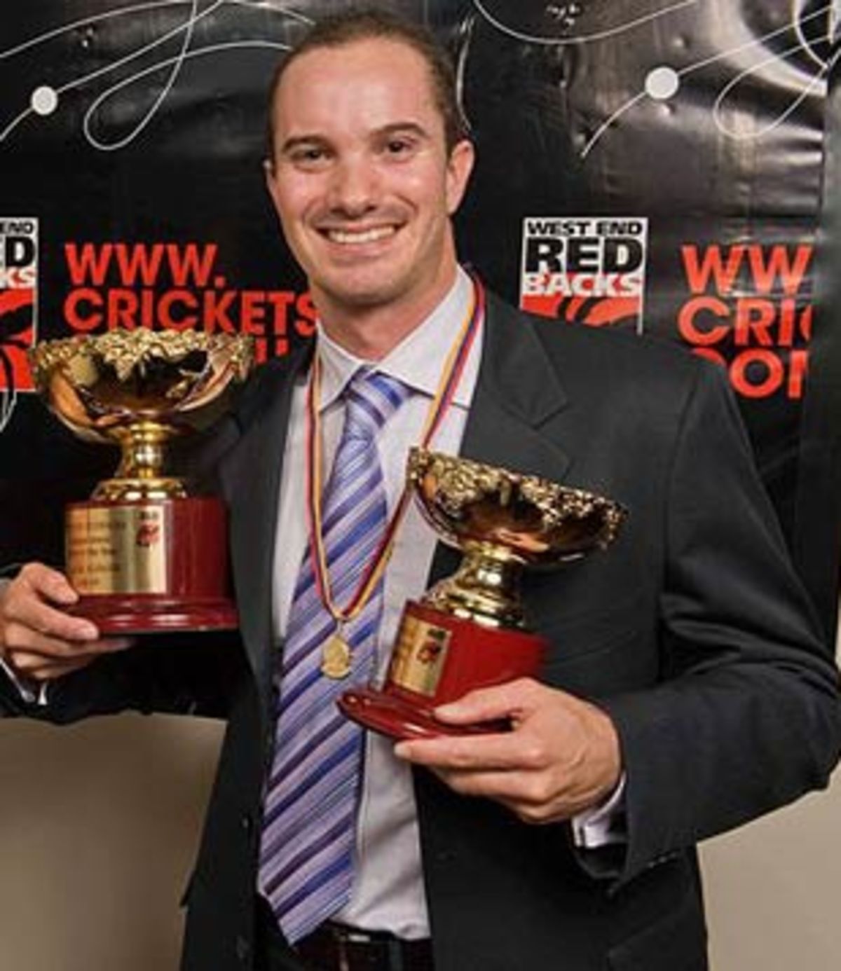 Michael Klinger with his awards | ESPNcricinfo.com