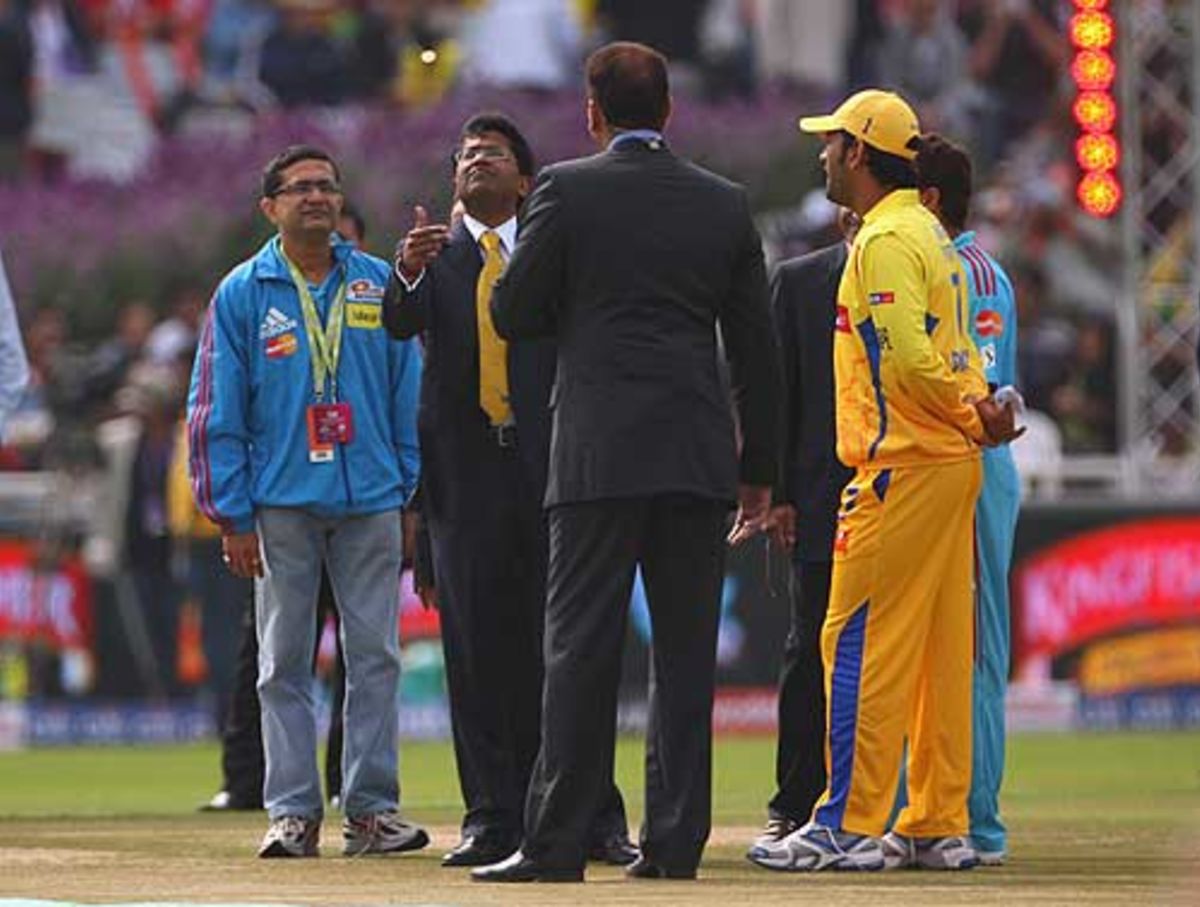 Lalit Modi flips the coin at the toss of the IPL's second season ...