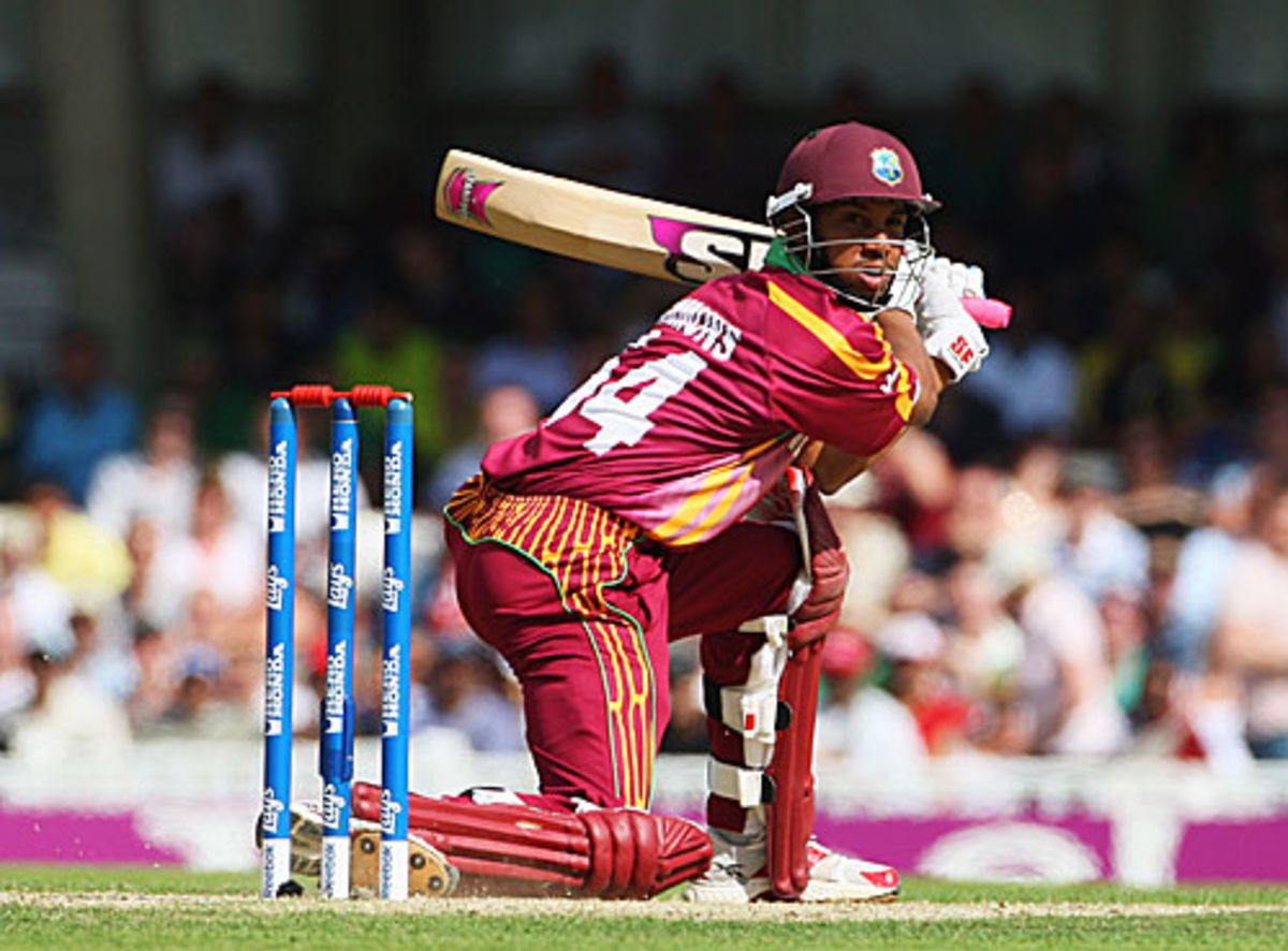 Lendl Simmons in action during his knock of 77 | ESPNcricinfo.com