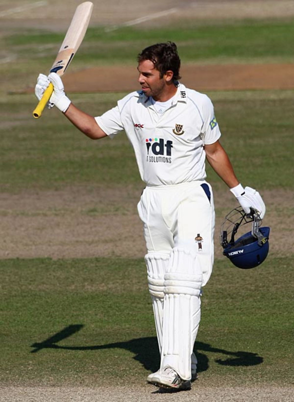 Carl Hopkinson celebrates his century | ESPNcricinfo.com