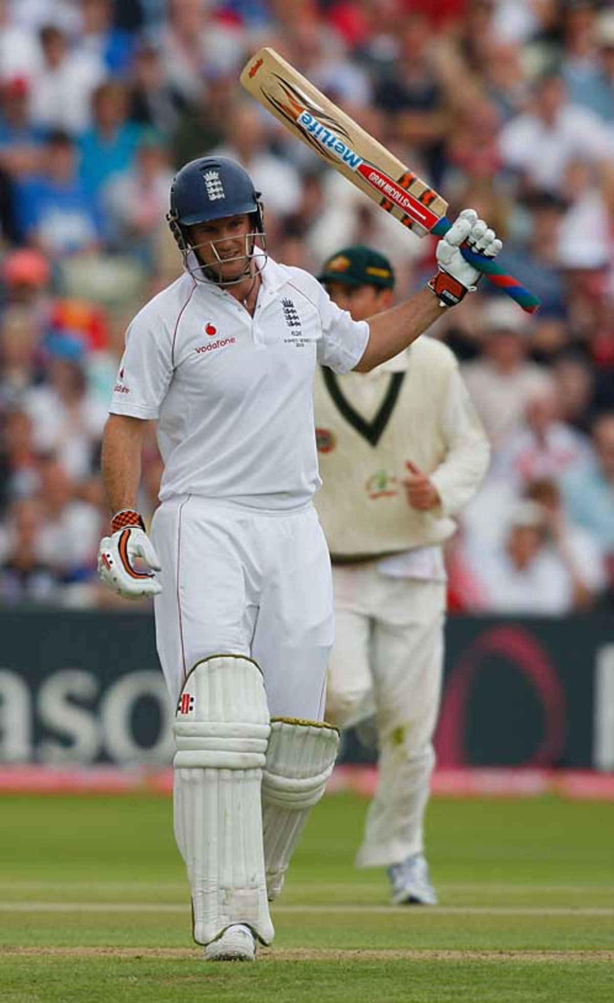Andrew Strauss swishes his bat in annoyance after edging behind ...