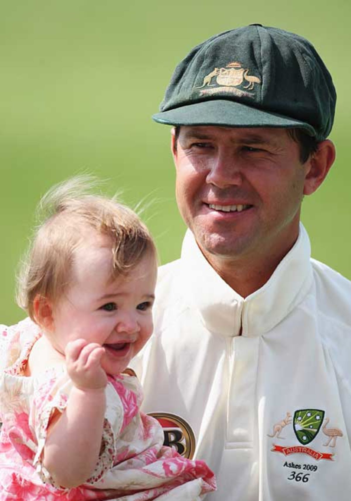 A happy Ricky Ponting with his daughter after his team's ruthless win ...