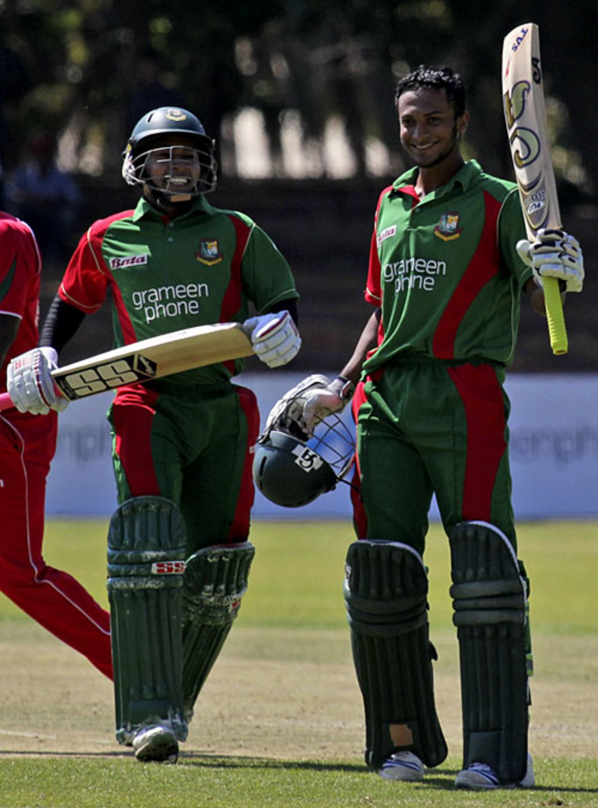 Shakib Al Hasan raises the bat after scoring his third one-day century ...