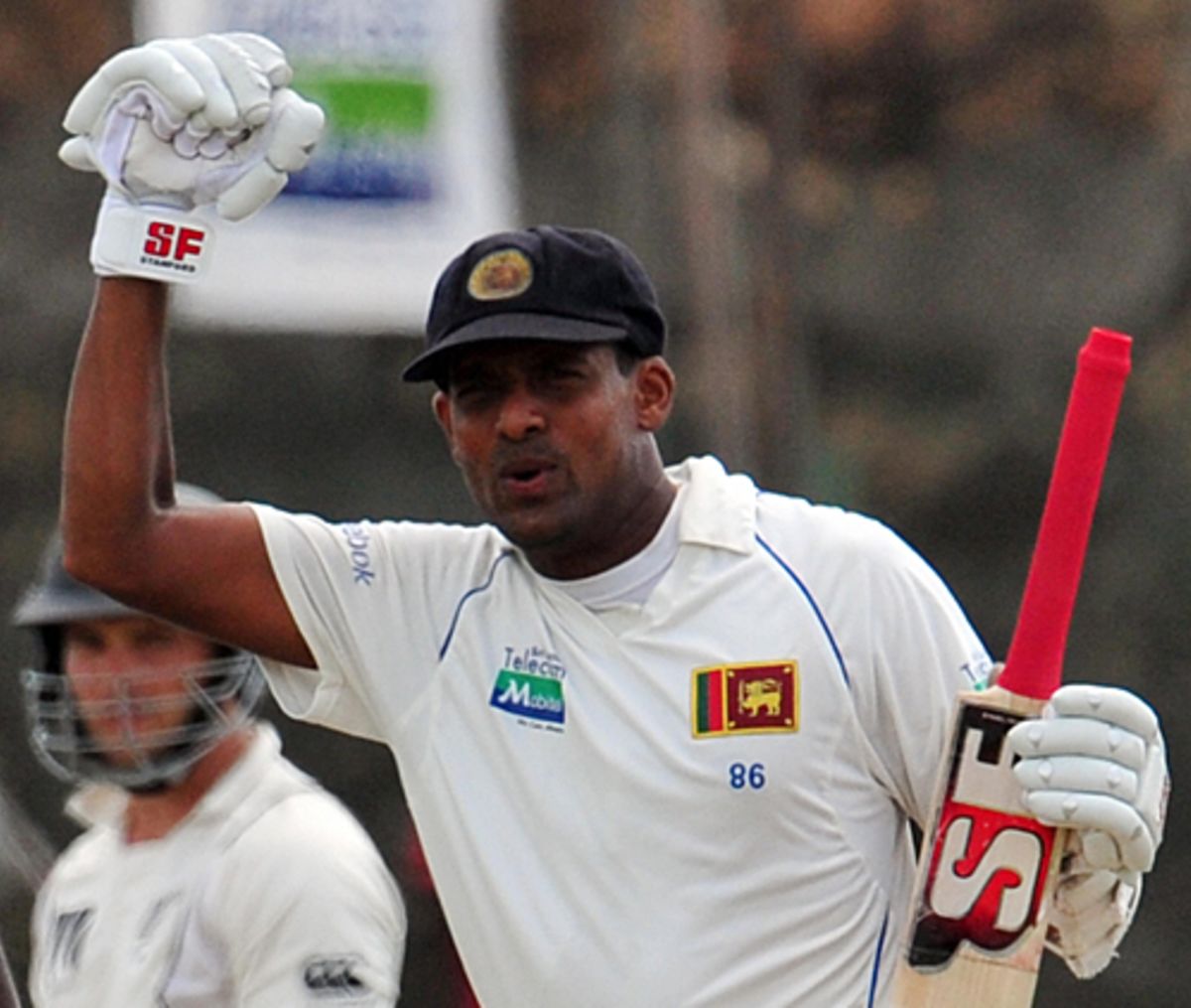 Thilan Samaraweera celebrates his hundred with Angelo Mathews ...