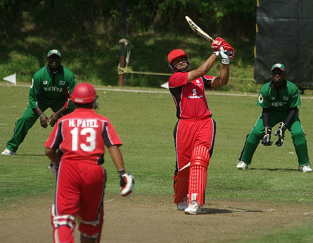 Rizwan Cheema lofts the ball on his way to an unbeaten 76 ...