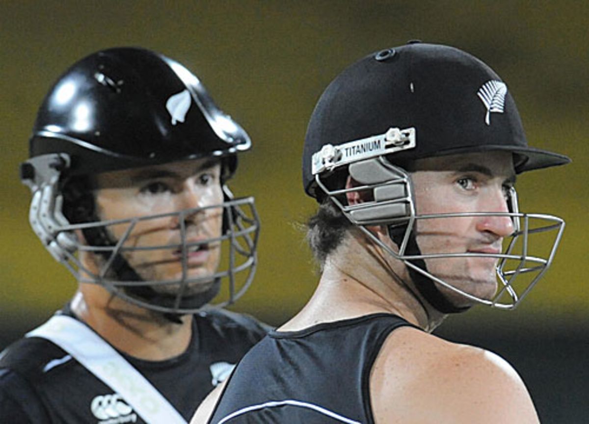 Peter McGlashan and Neil Broom await their turn at the nets ...