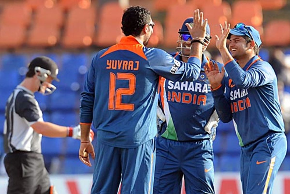 Yuvraj Singh and Suresh Raina combined to dismiss Neil Broom ...