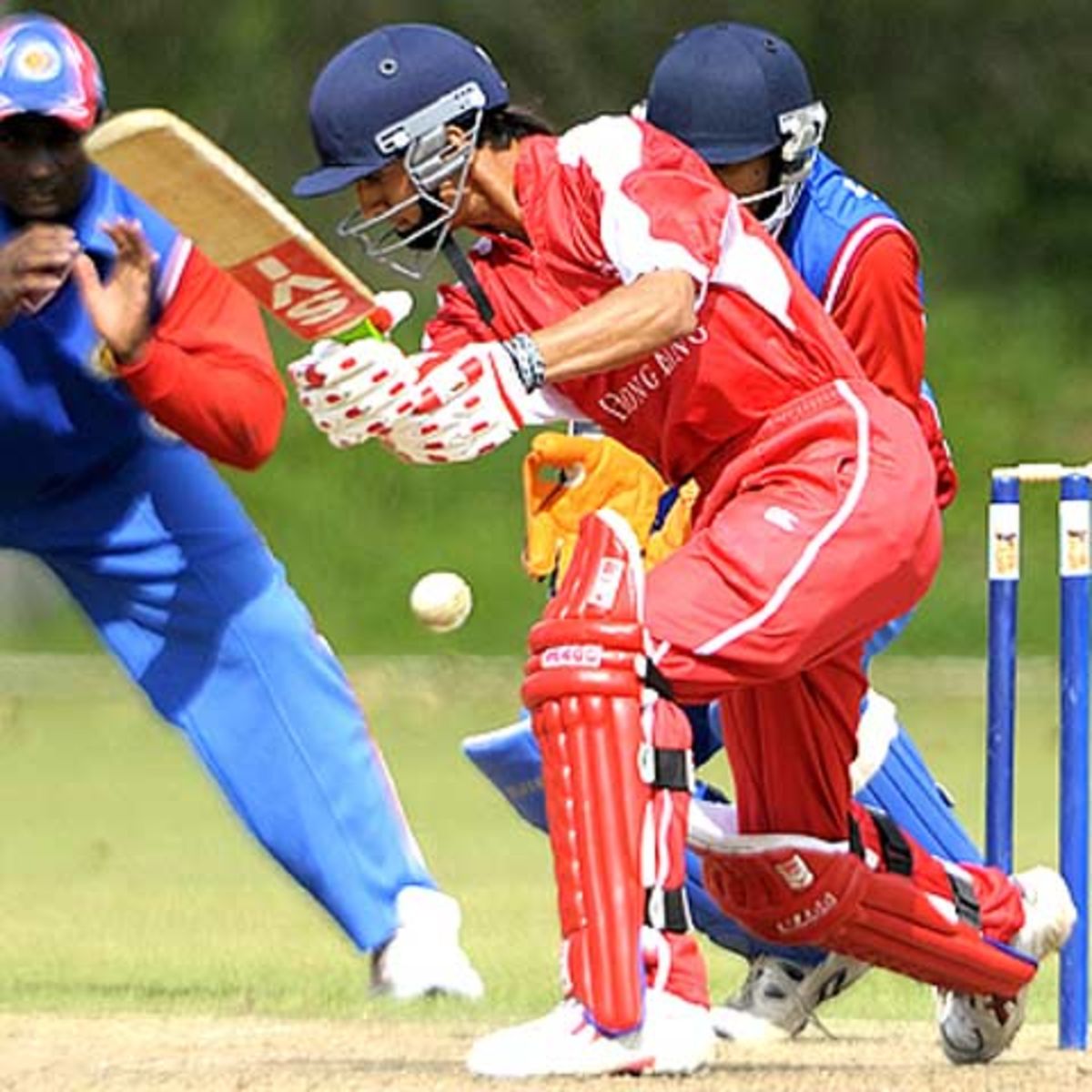 Action from the match between Hong Kong and USA at the ICC Under-19 ...
