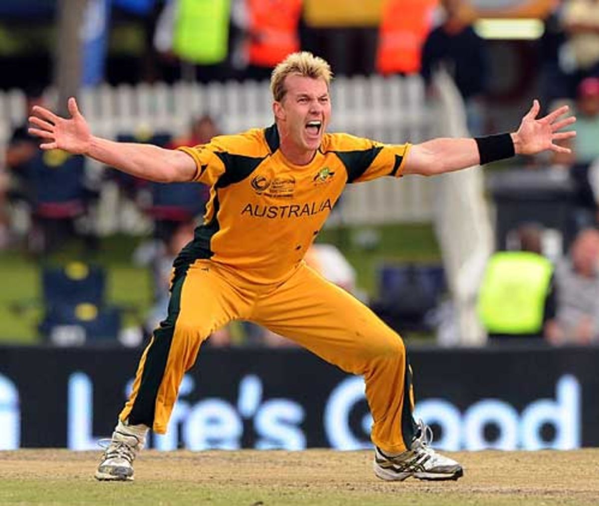 Brett Lee was a constant threat to the New Zealand batsmen ...