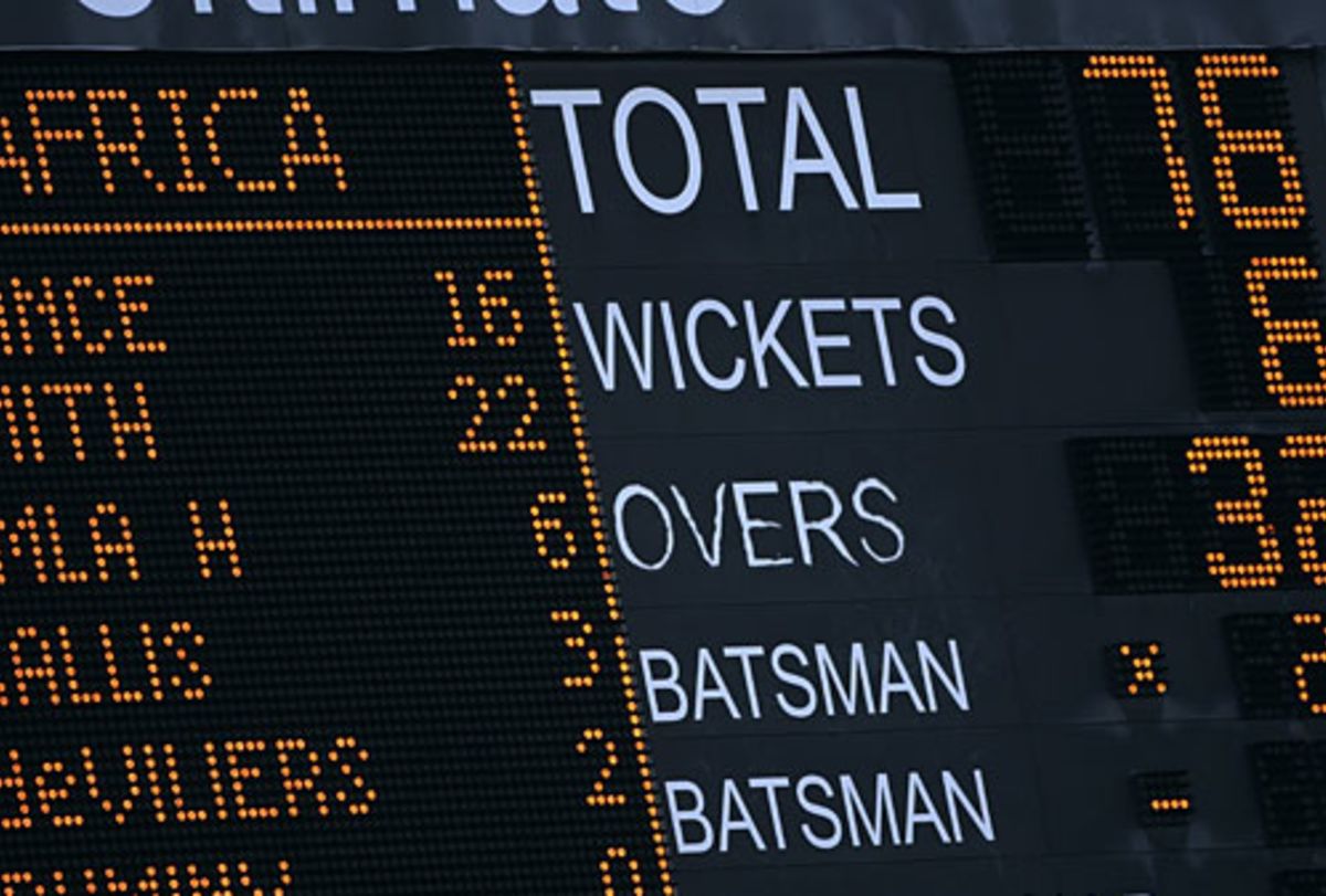 With the scoreboard reading 76 for 6, the bad light drew in and play ...