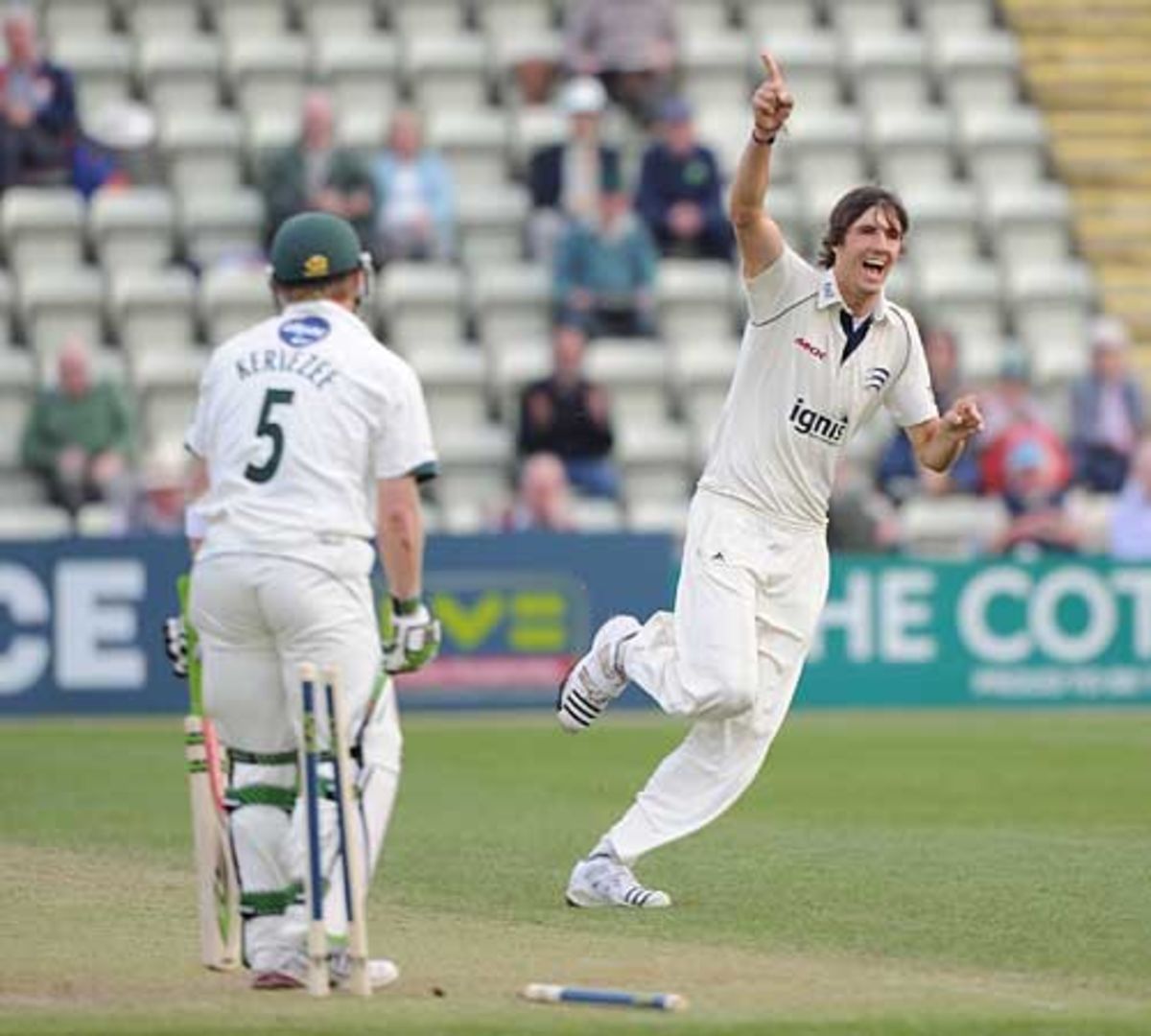 Vikram Solanki loses his middle stump to Steven Finn | ESPNcricinfo.com