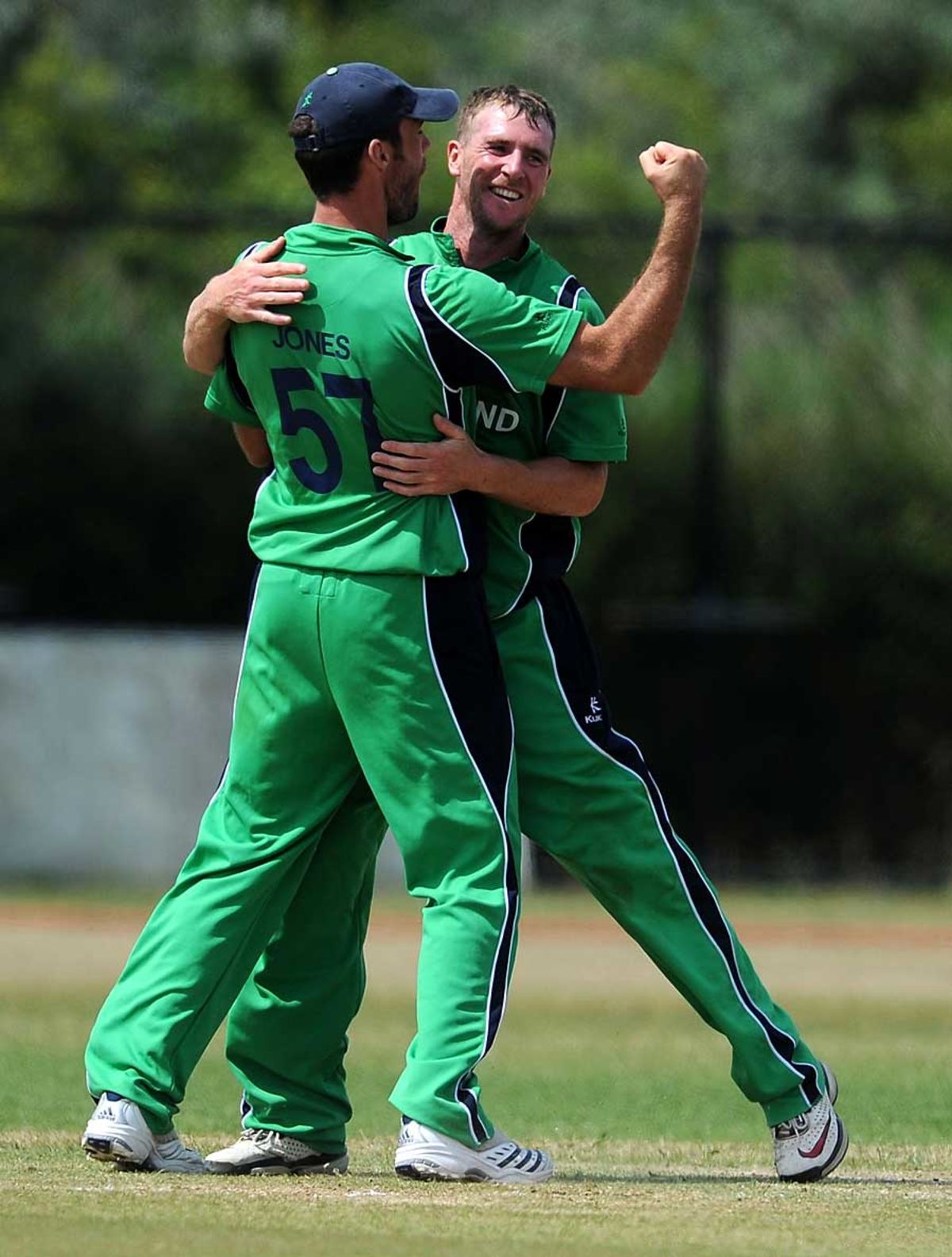 Nigel Jones and John Mooney celebrate another wicket | ESPNcricinfo.com
