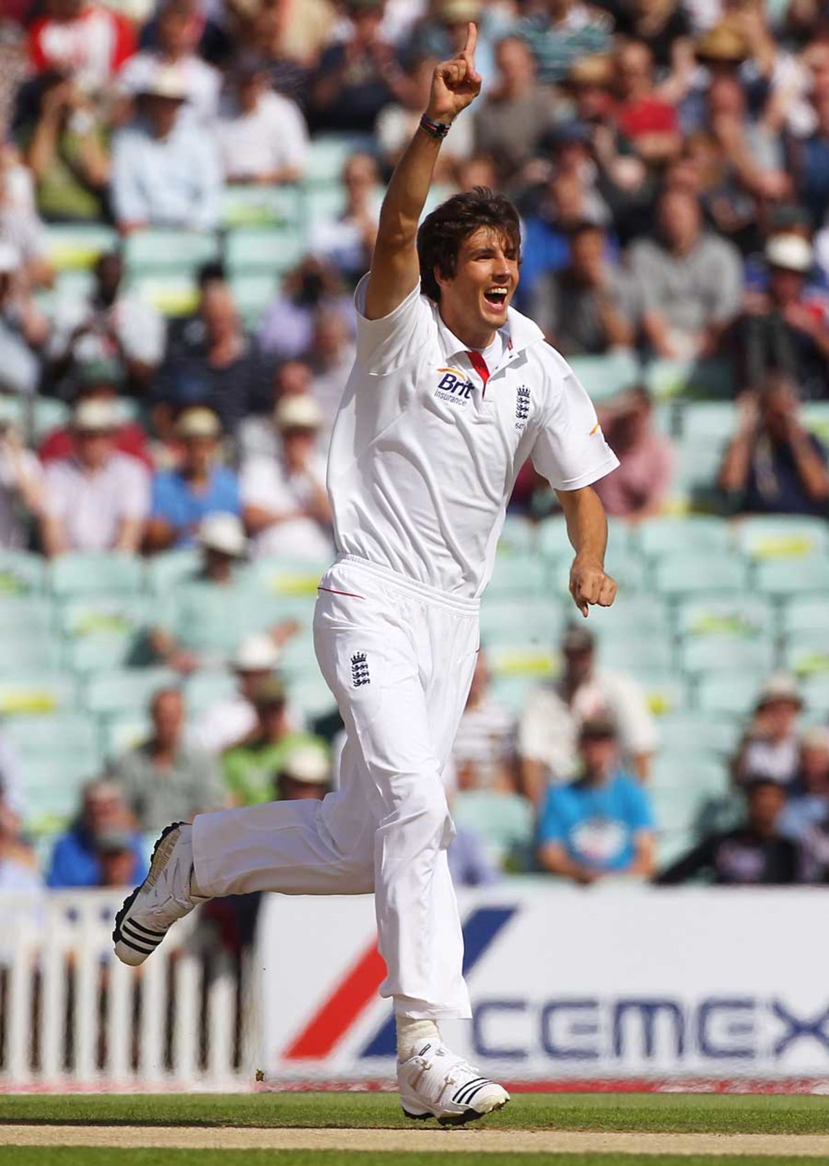 Steven Finn removed Yasir Hameed with the second ball of the day ... Steven Finn removed Yasir Hameed with the second ball of the day ...