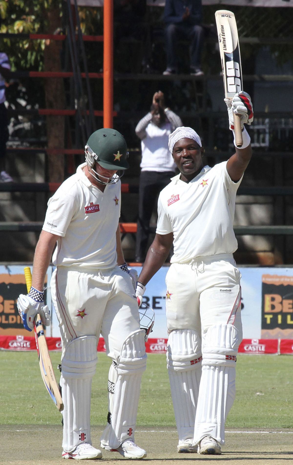 Hamilton Masakadza celebrates after reaching his century | ESPNcricinfo.com
