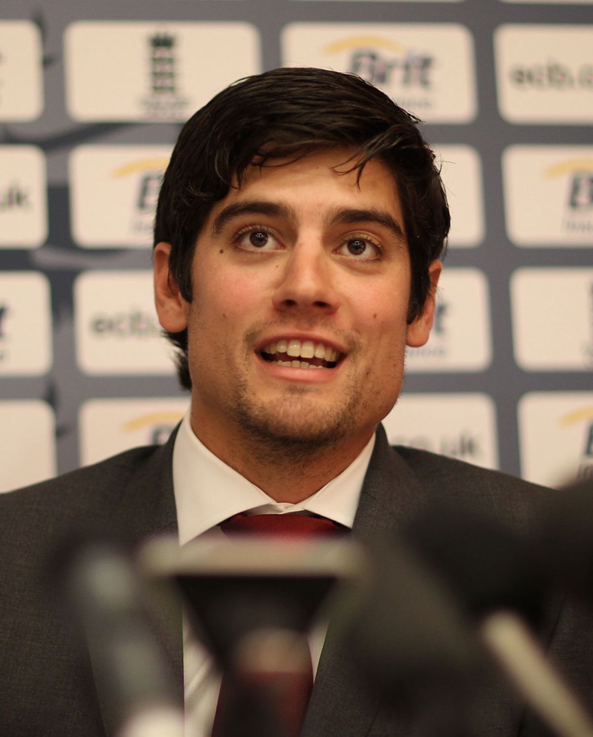 Alastair Cook speaks to the press before leaving for India ...