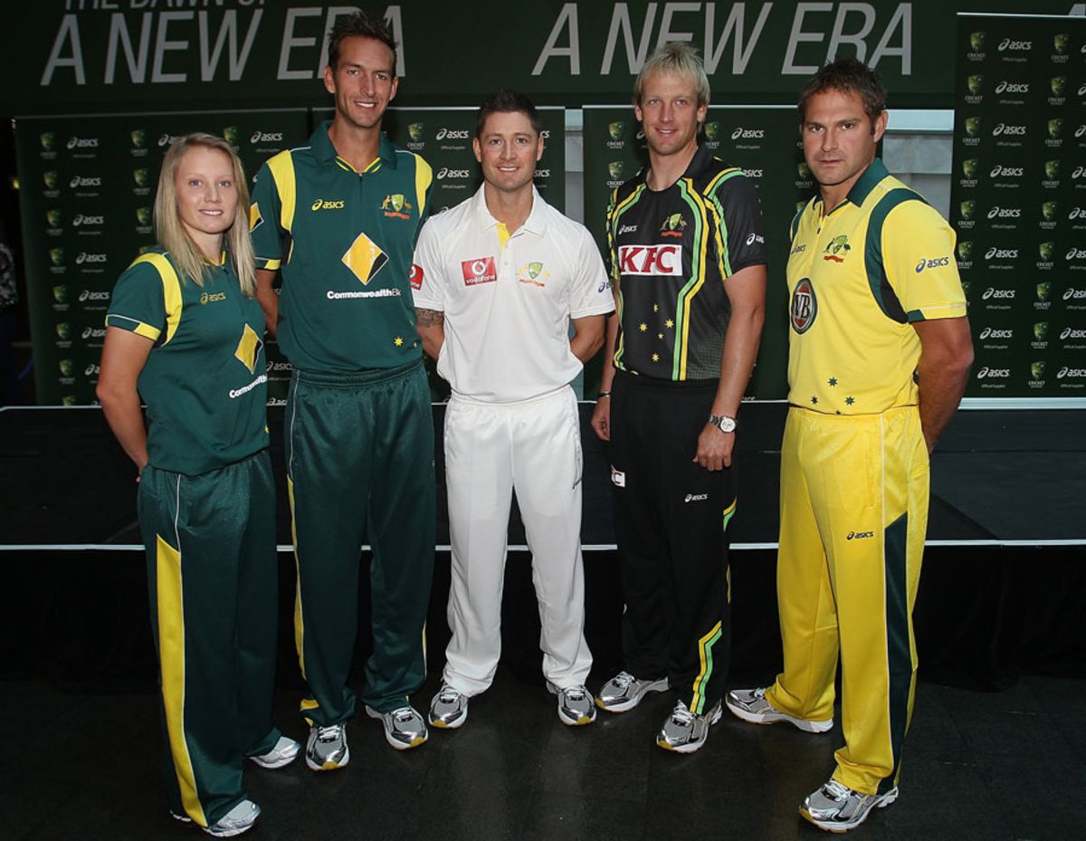 Australia's cricketers at the launch of their new uniforms ...