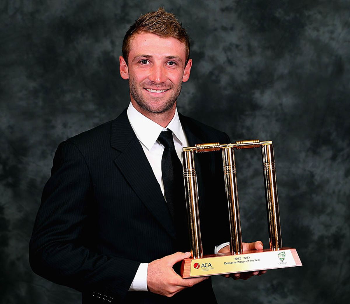 Phillip Hughes with the Domestic Player of the Year award ...