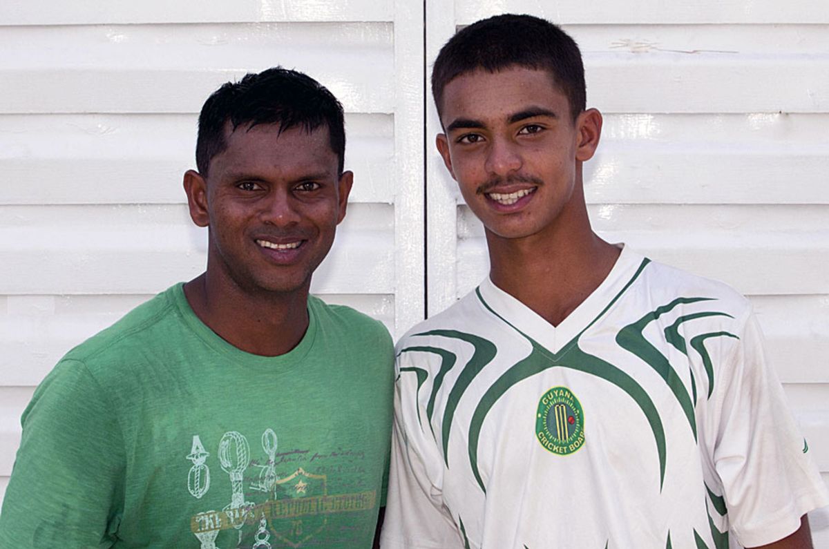 Shivnarine Chanderpaul with his son Tagenarine at the Guyana nets ...