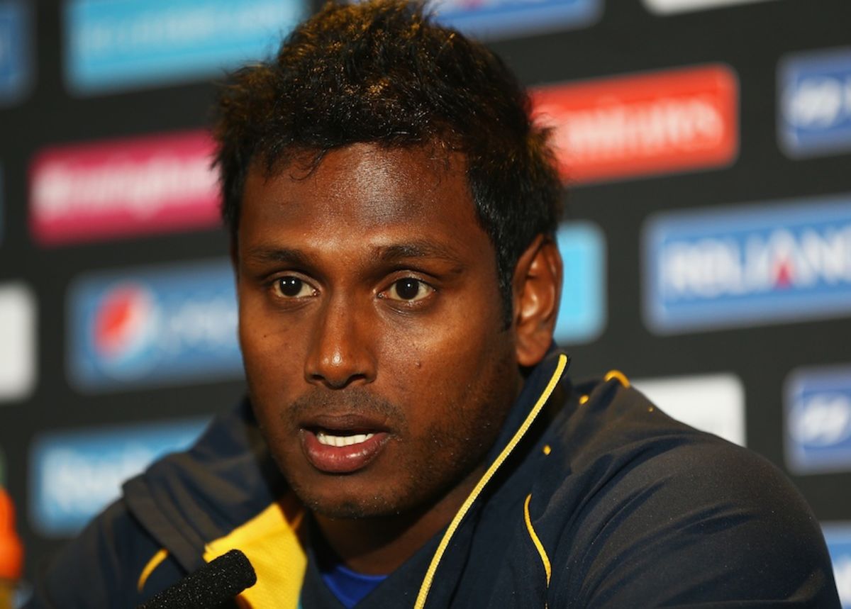 Angelo Mathews at a press conference | ESPNcricinfo.com