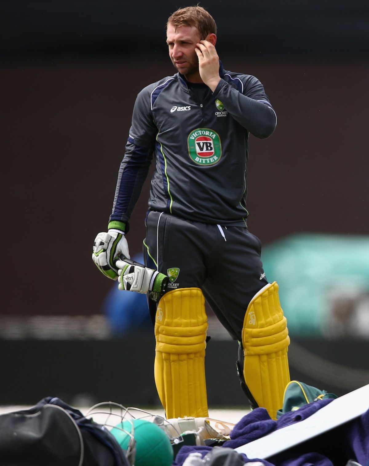 Phillip Hughes takes a breather during training | ESPNcricinfo.com