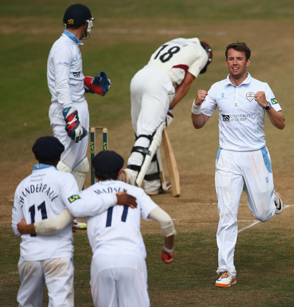 Tony Palladino celebrates after dismissing Alex Barrow | ESPNcricinfo.com