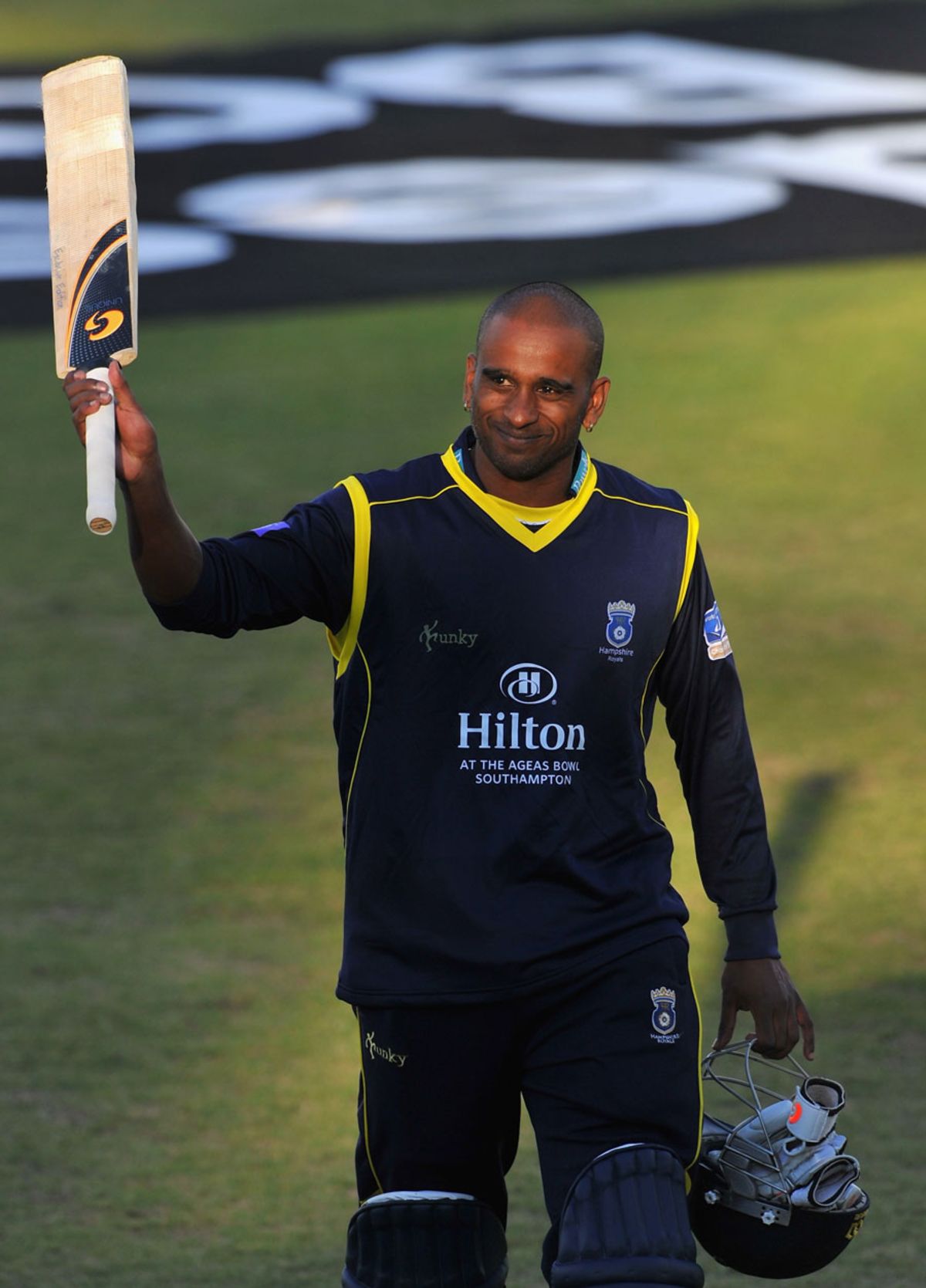 Dimitri Mascarenhas bade farewell to the crowd on his final appearance ...