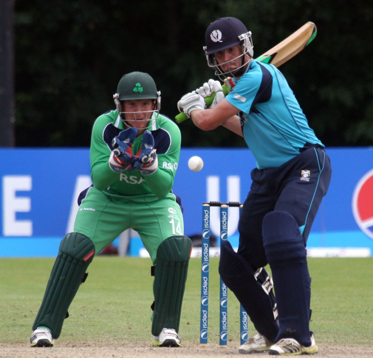Eddie Richardson celebrates his first international wicket for Ireland ...