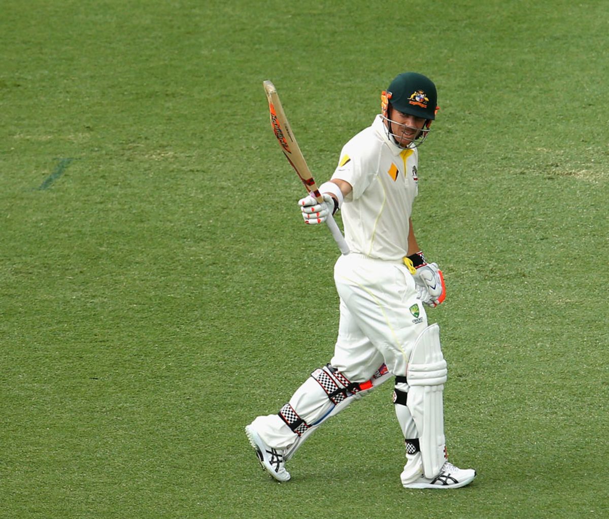 David Warner raises his bat after reaching fifty | ESPNcricinfo.com