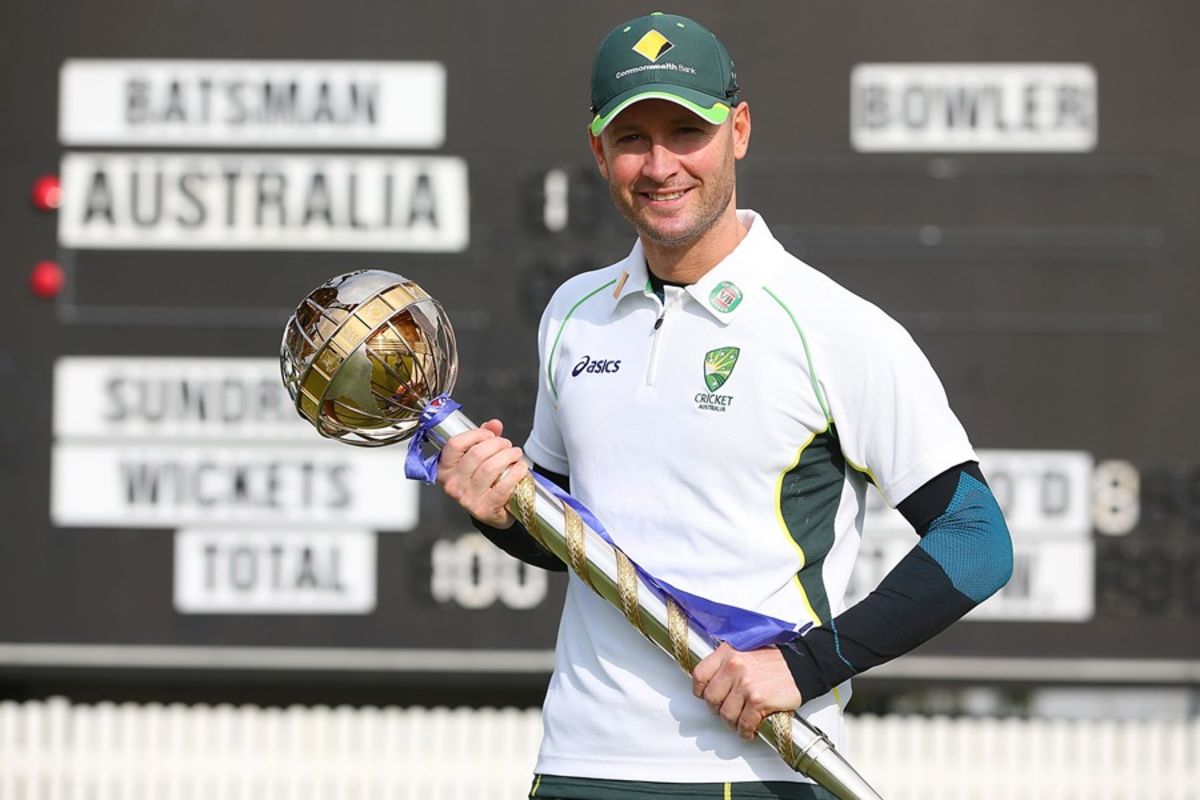 Michael Clarke with the ICC's Test mace | ESPNcricinfo.com