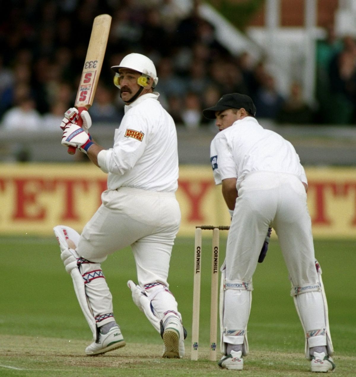 Graham Gooch plays a stroke on his way to a double-century ...