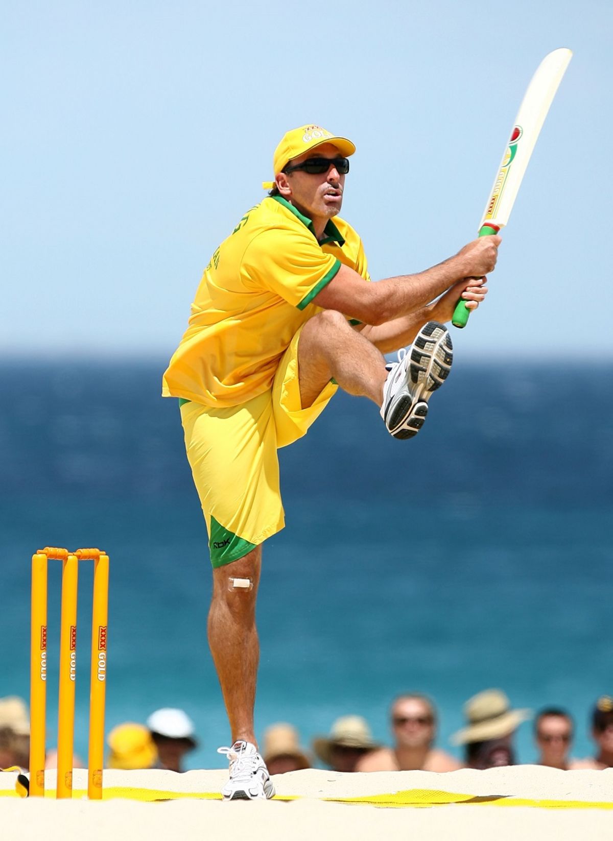 Damien Fleming was not shy of inventing a few shots at beach cricket ...
