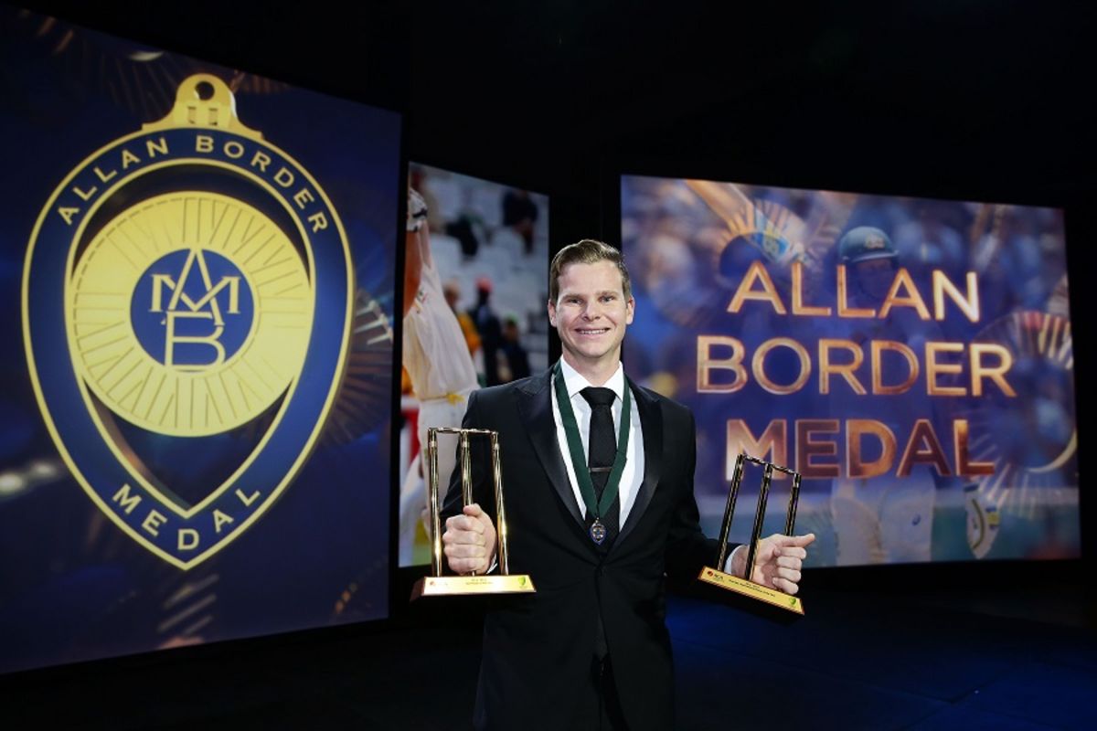 Hands full: Steven Smith won three awards on Allan Border Medal night ...