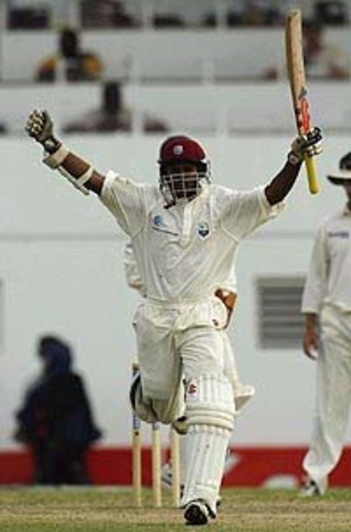 Shivnarine Chanderpaul of the West Indies celebrates his century ...