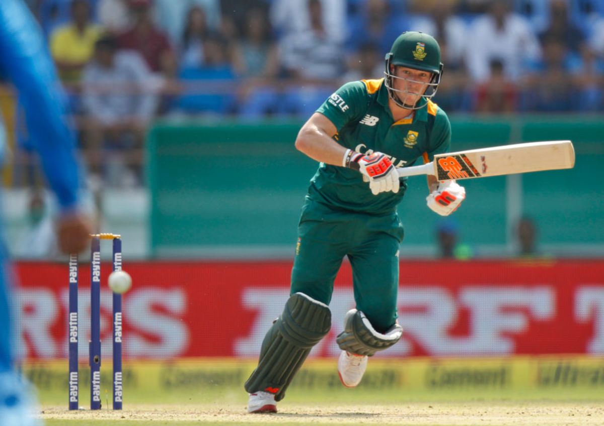 Quinton de Kock and David Miller take a break during a practice session ...