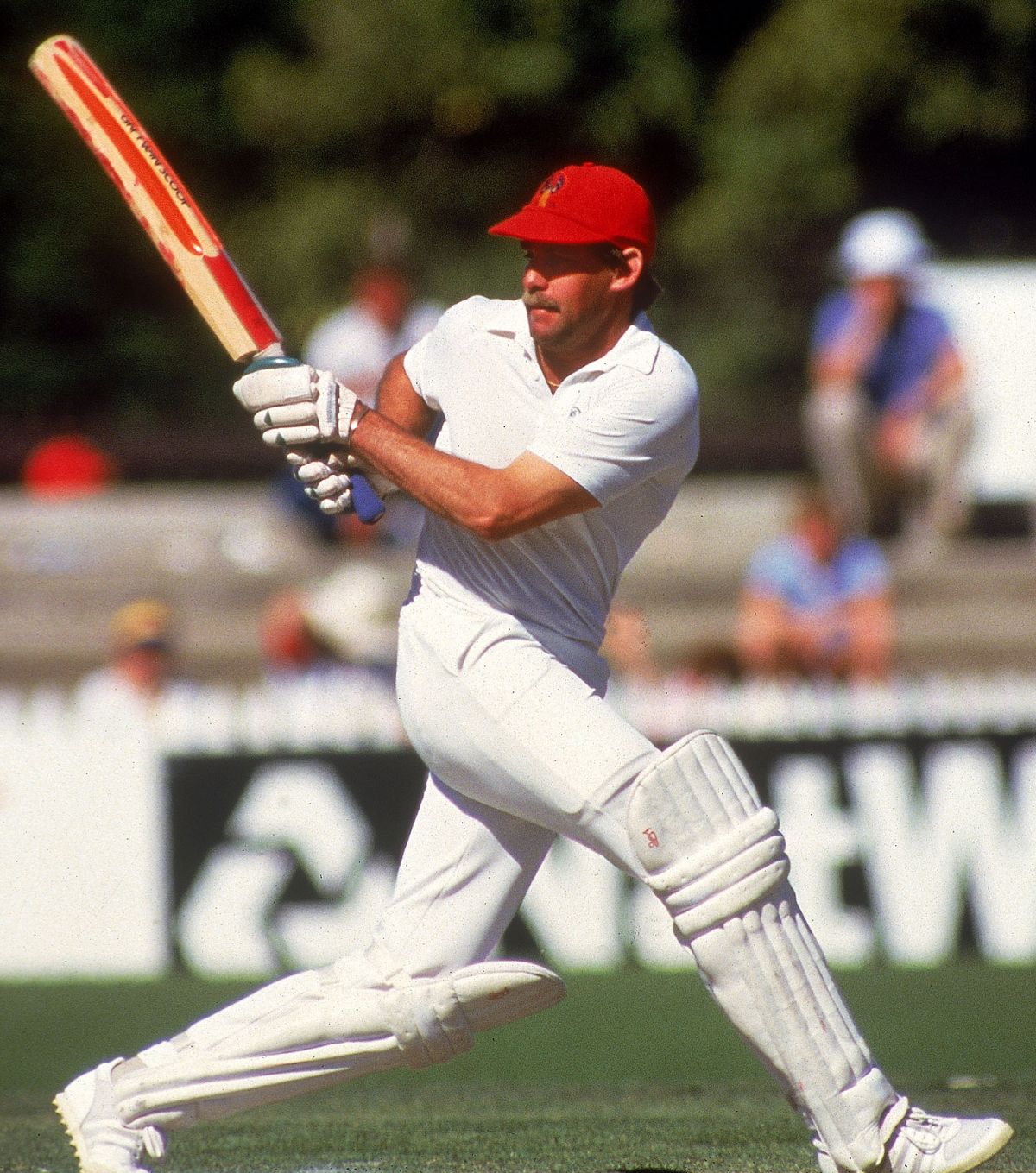 Mike Gatting is hit in the face by a bouncer from Malcolm Marshall ...