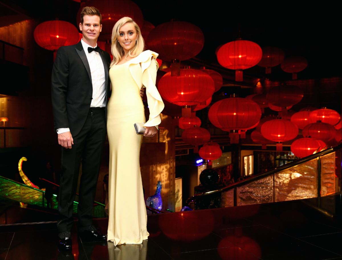 Shaun Marsh with wife Rebecca Marsh at the Allan Border medal ceremony ...