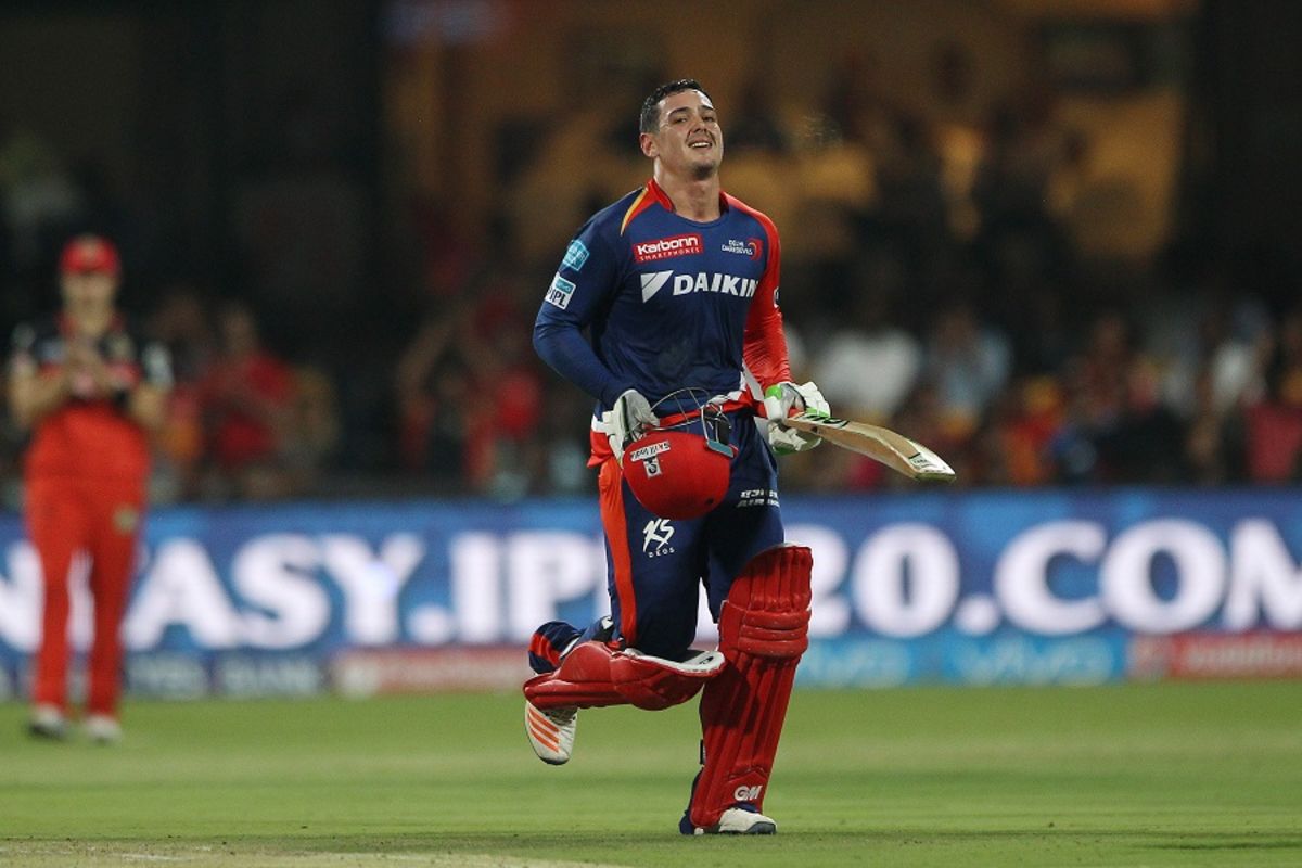 Quinton de Kock celebrates his 48-ball century | ESPNcricinfo.com Quinton de Kock celebrates his 48-ball century | ESPNcricinfo.com