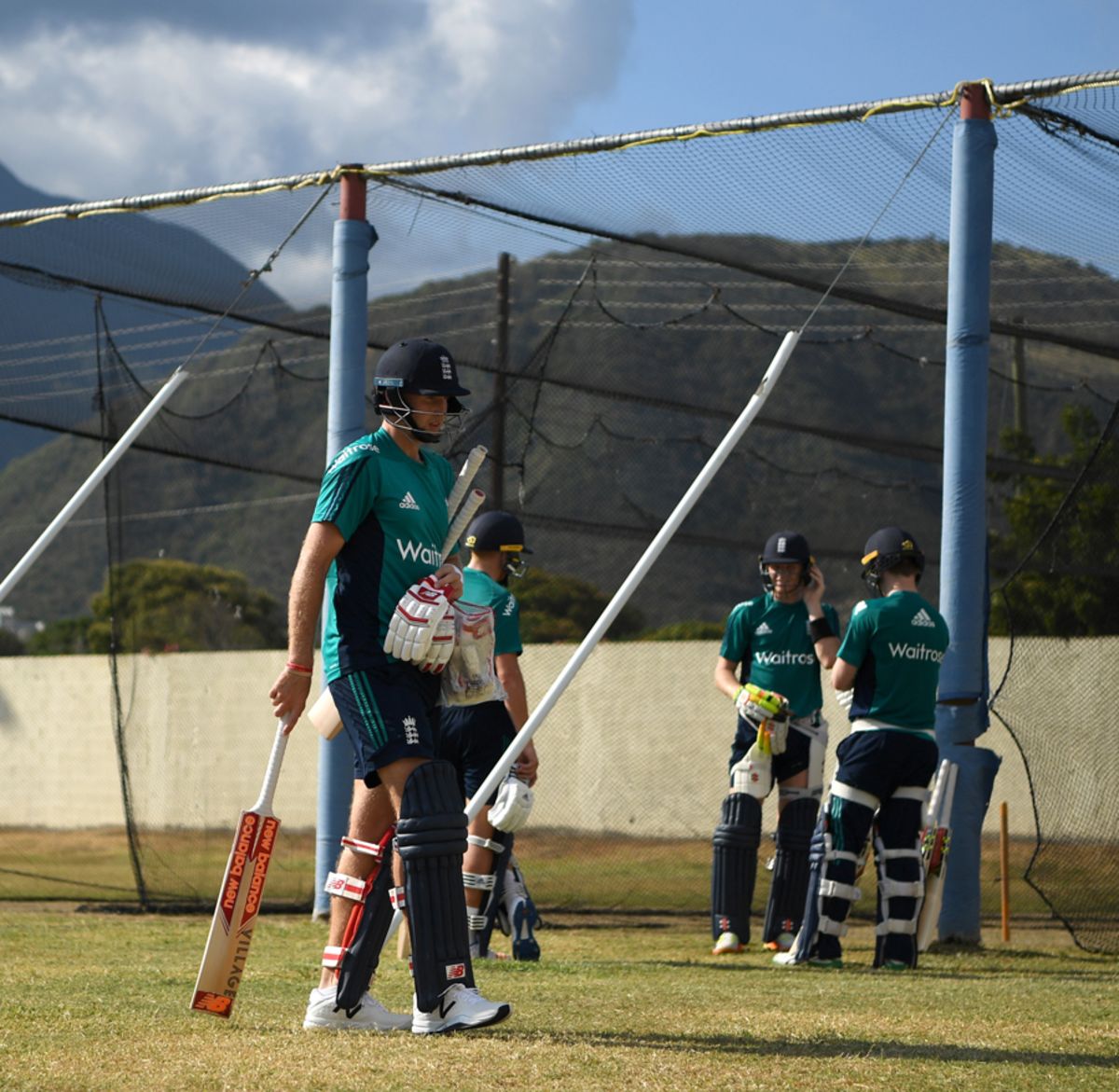 Joe Root prepares to bat during a nets session at Warner Park ...