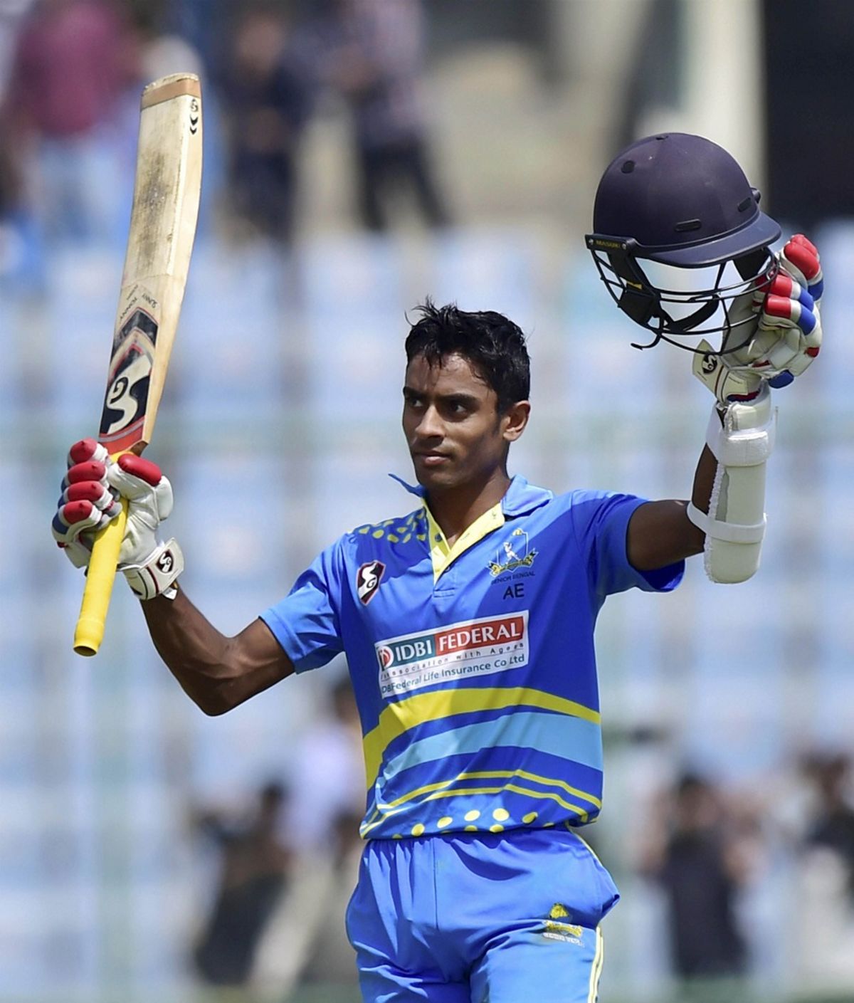 Abhimanyu Easwaran celebrates a century | ESPNcricinfo.com