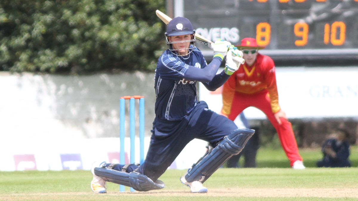 Michael Leask drives down the ground to reach 50 | ESPNcricinfo.com