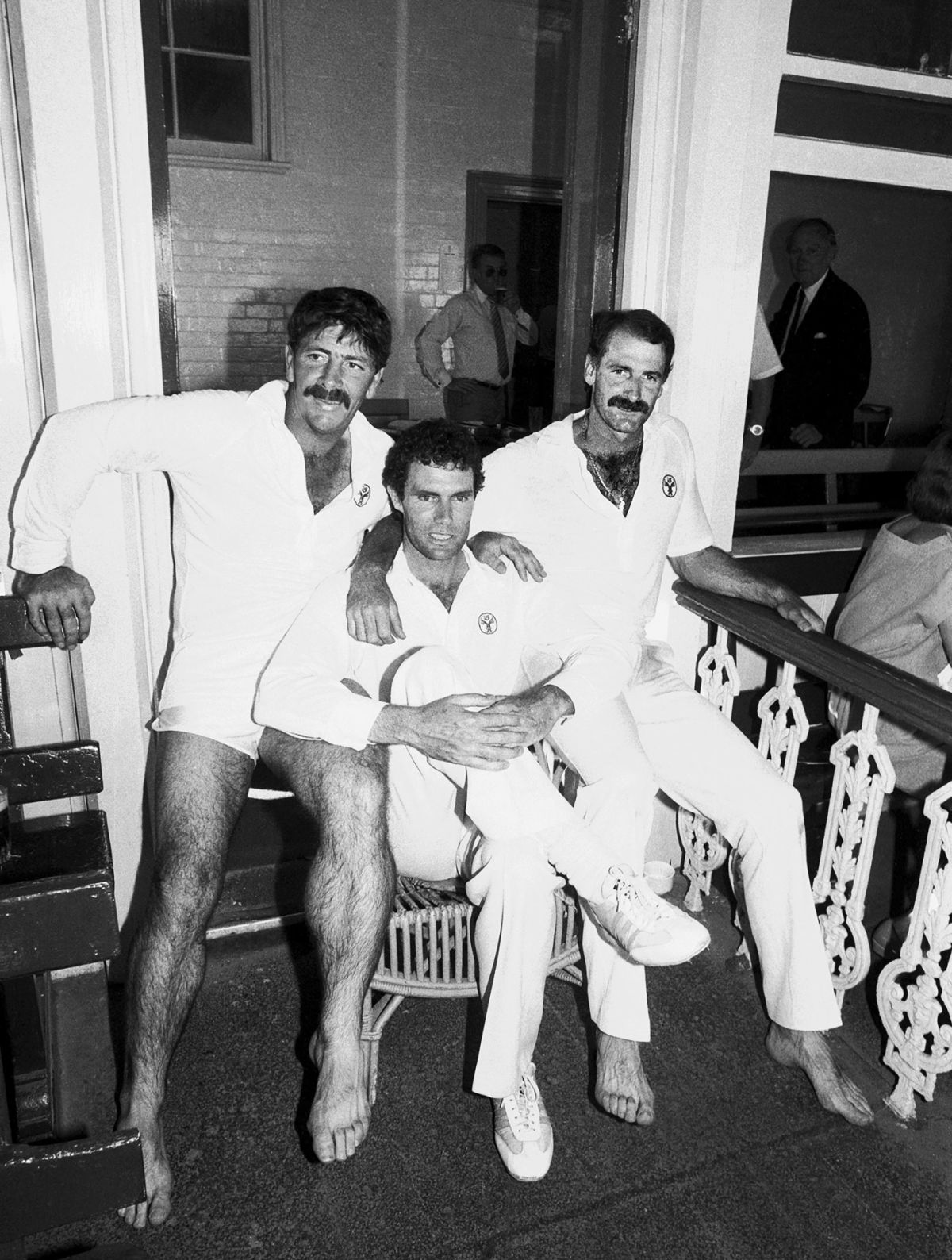 Rod Marsh, Greg Chappell and Dennis Lillee pose after their final Test ...