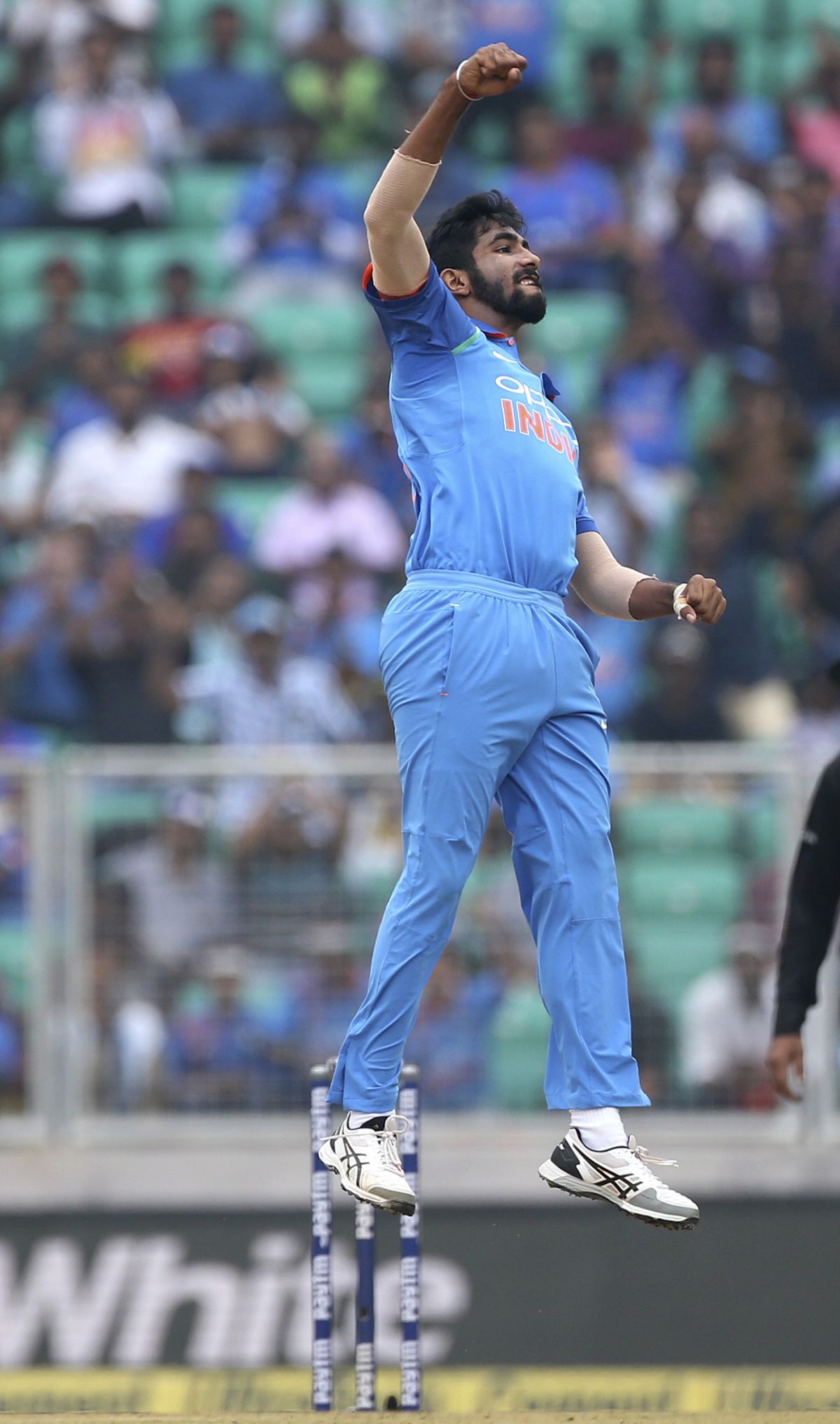 Jasprit Bumrah jumps in celebration | ESPNcricinfo.com