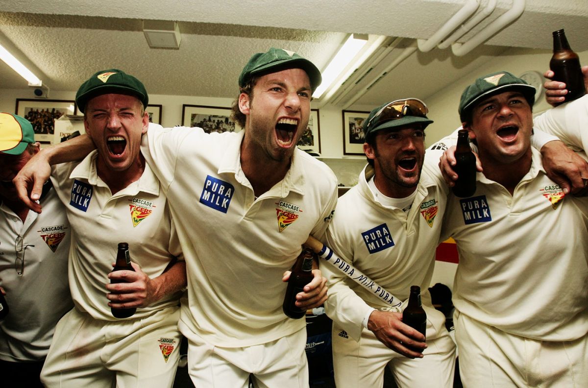 Michael Di Venuto and Adam Griffith celebrate the Tigers' win ...