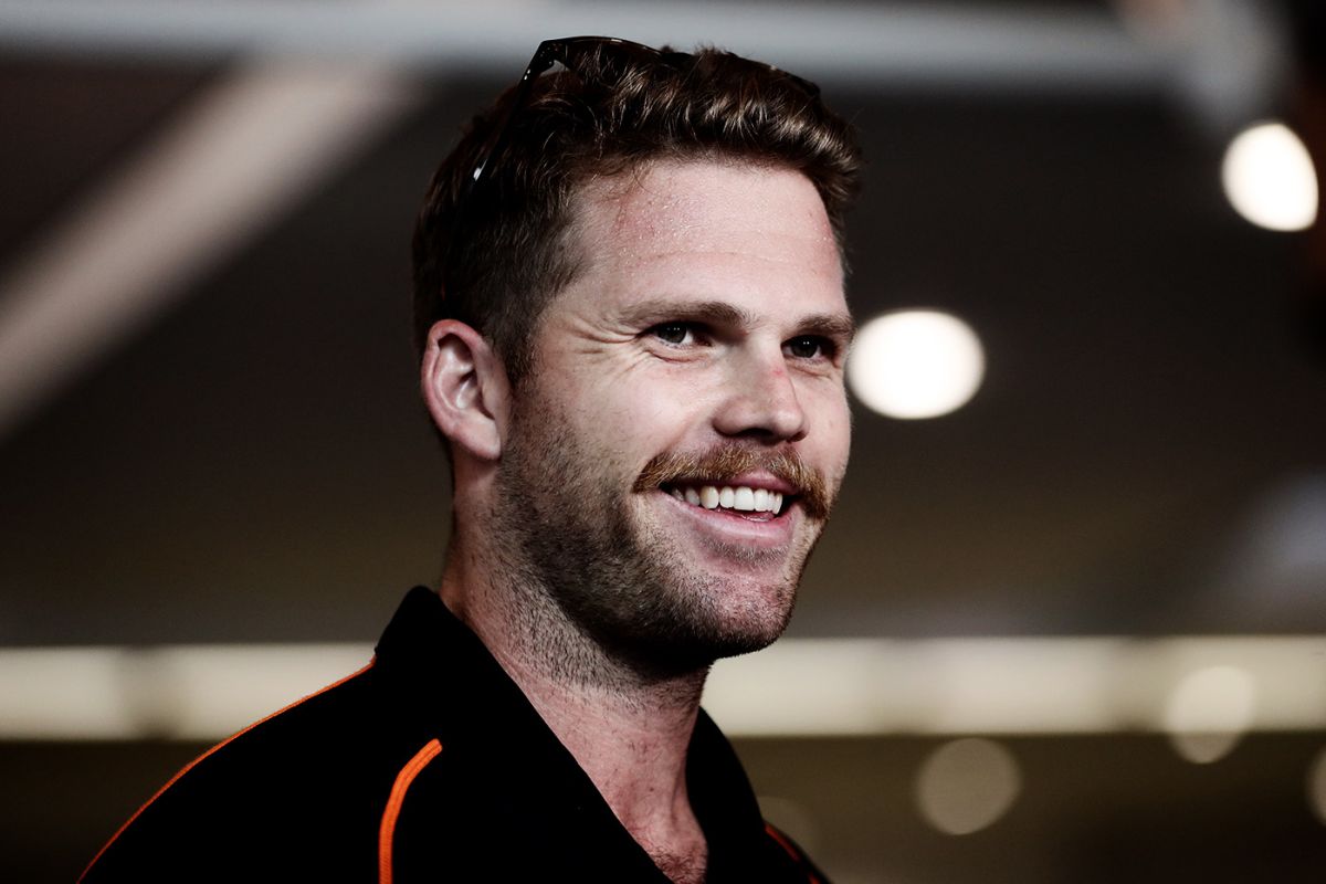 Lockie Ferguson reveals his no-moustache look at a training session ...
