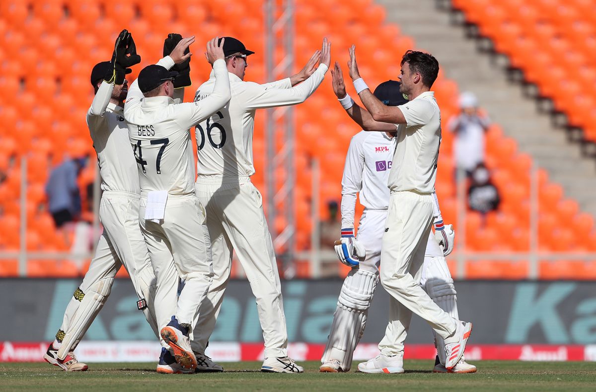James Anderson trapped Shubman Gill lbw with his third ball ...
