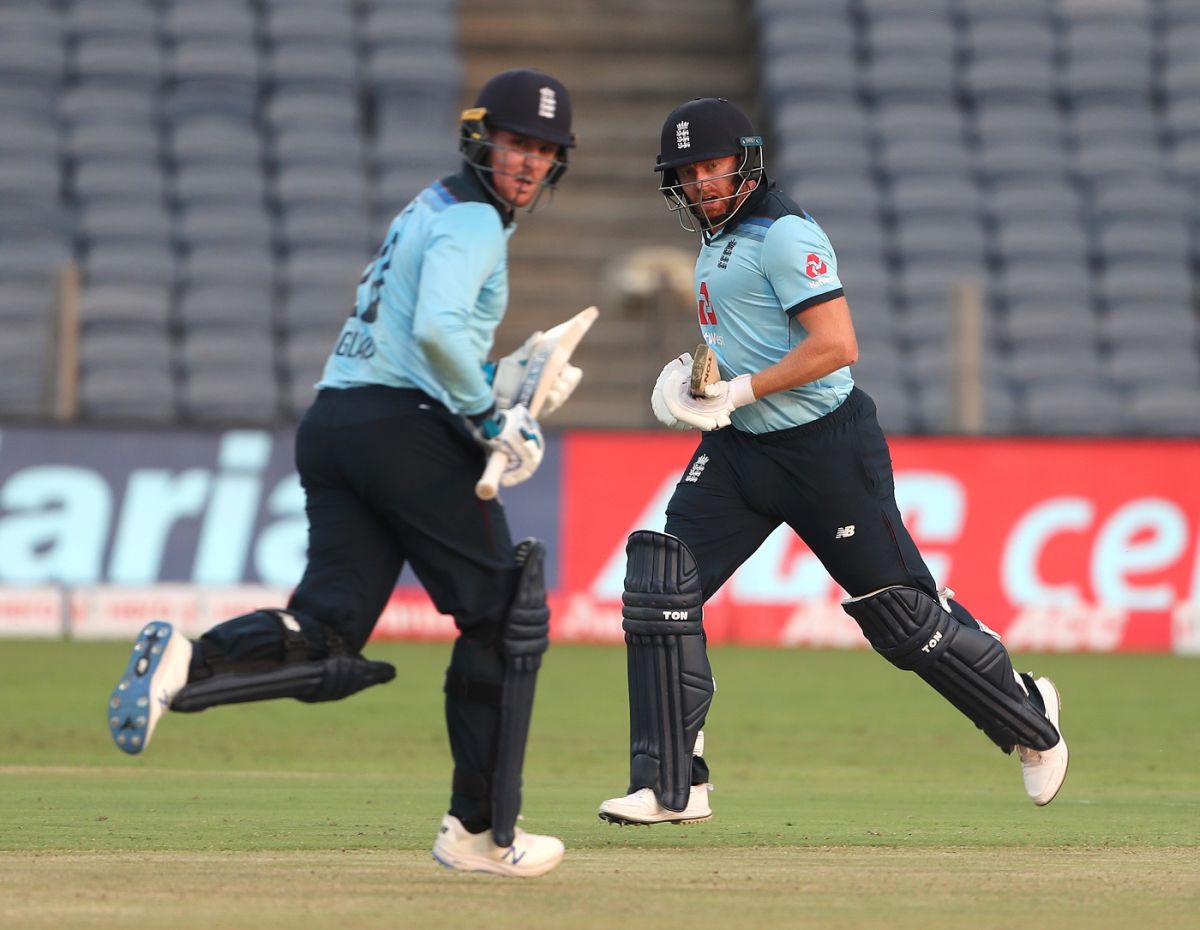Jason Roy and Jason Bairstow run across for a single | ESPNcricinfo.com