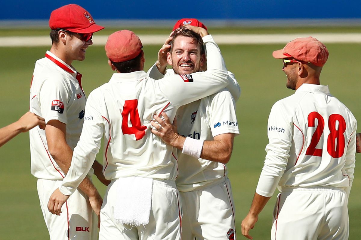 Chadd Sayers celebrates a wicket in his last first-class match ...