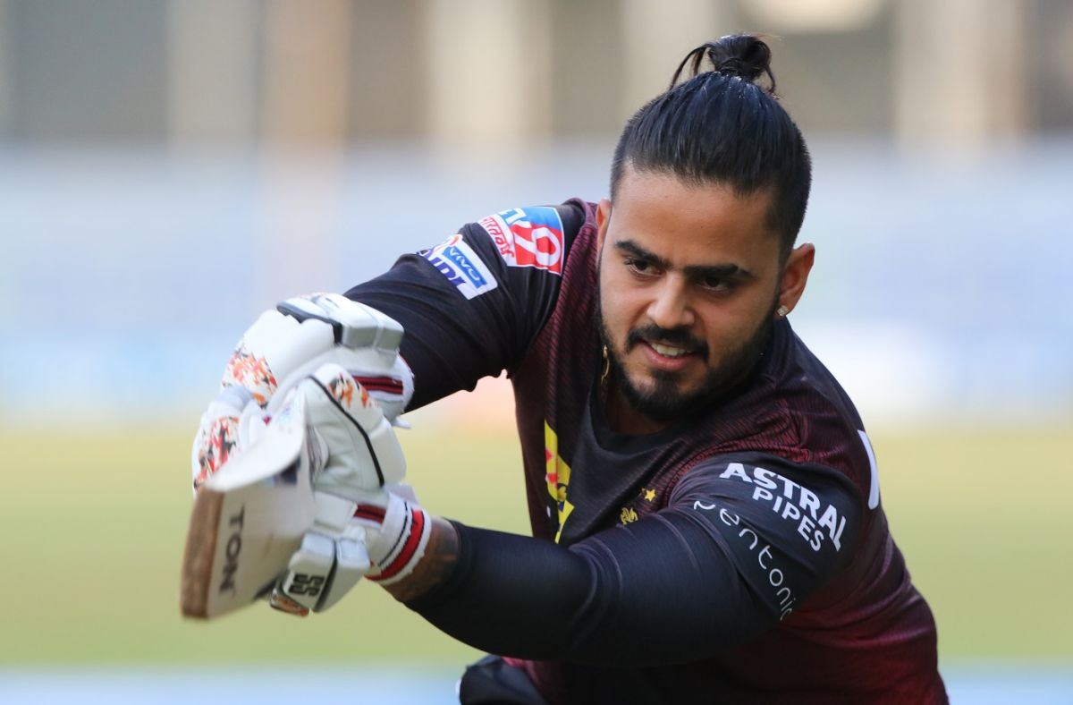 Nitish Rana taps one on the off side | ESPNcricinfo.com