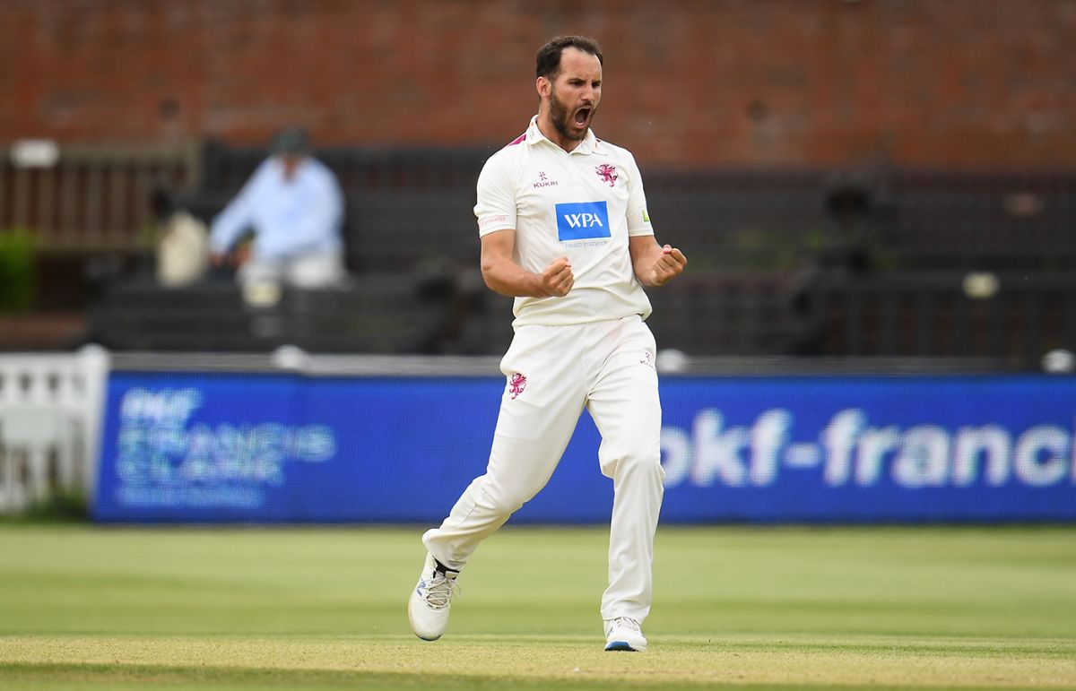 Lewis Gregory celebrates after taking the wicket of Cameron Steel ...
