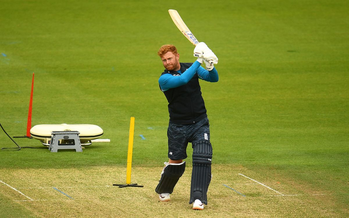 Jonny Bairstow tests out his ankle during batting practice ...